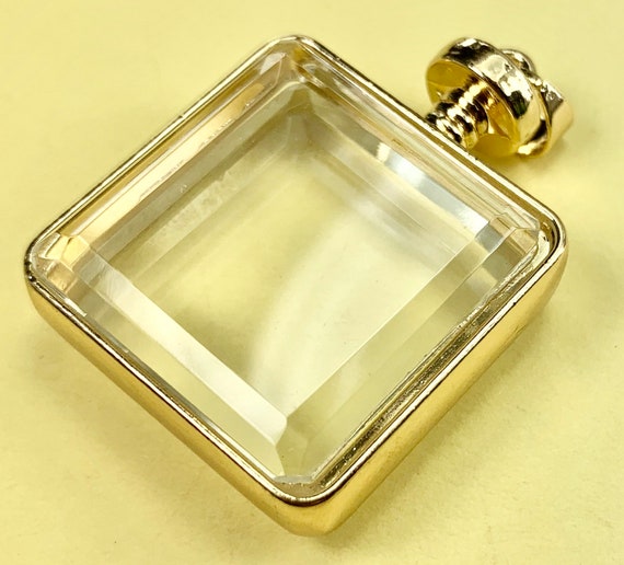 Glass Locket Square Gold Pendant Large 25mm | Etsy