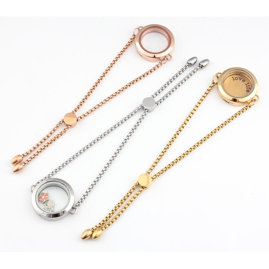 25mm Gold Stainless Steel Magnetic Twist Closure Charm Locket Bracelet ...