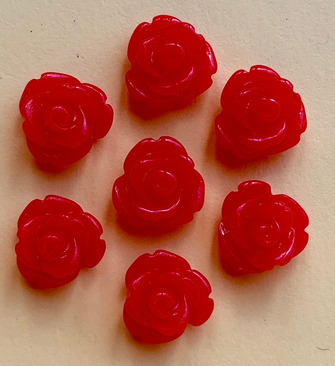 100 Red Lucite Cabochon Roses 10mm Size of Pencil Eraser - Etsy