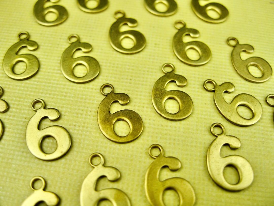 Vintage Brass Number 6 Charm Pendant - Etsy