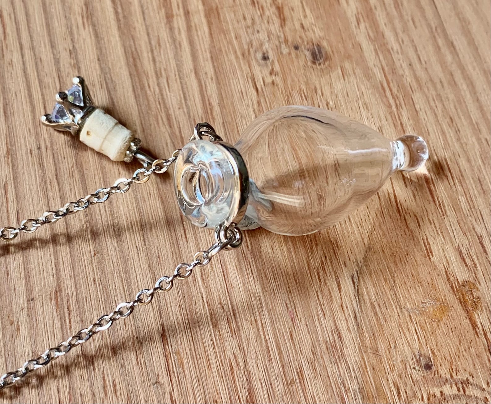 Openable Water Drop Glass With Steel Chain Empty Clear Glass Vial ...