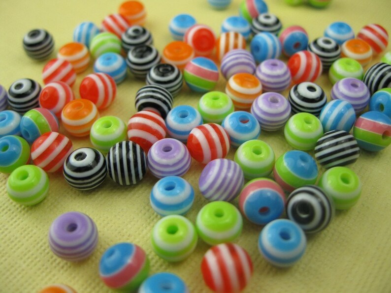 40 Vintage Lucite Assorted Stripe Beads Larger Size 6mm - Etsy