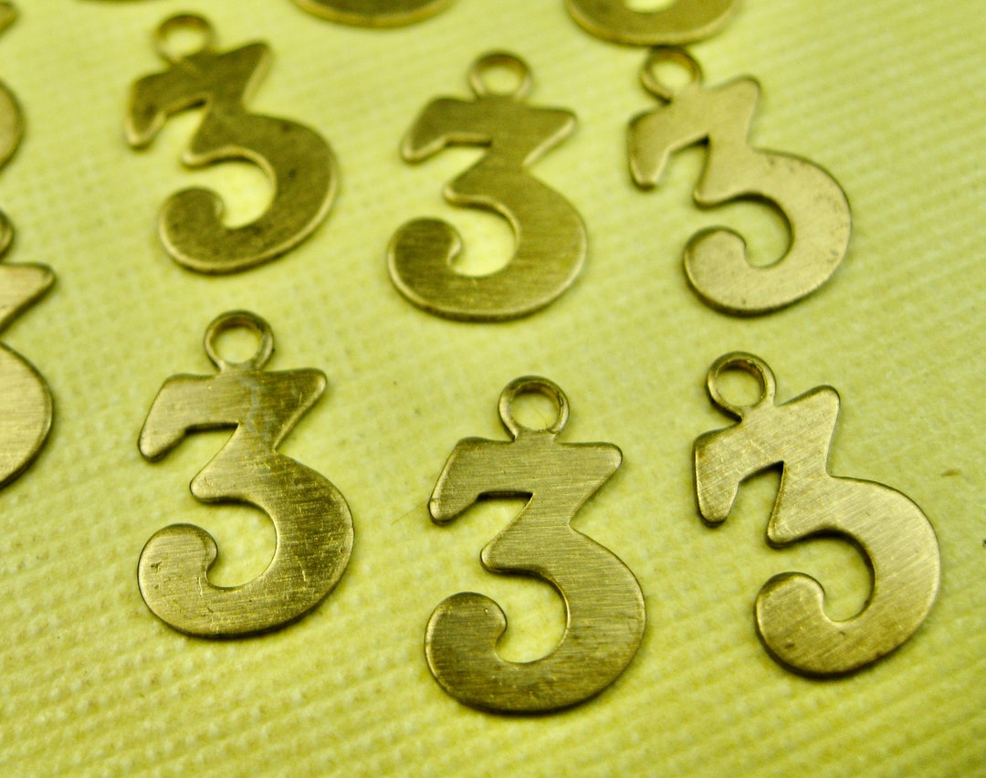 Vintage Brass Number 3 Charm Pendant - Etsy