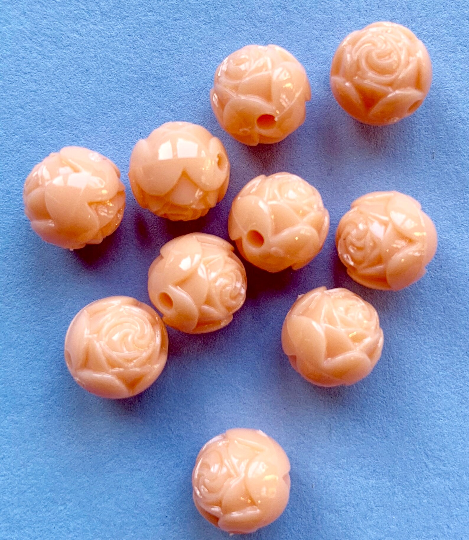10 Lucite Carved Peach Rosebud Beads - Etsy