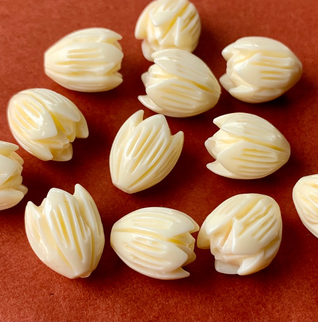 10 Piece Faux Hand Carved Ivory Vintage Remake Bell Flower Jasmine ...