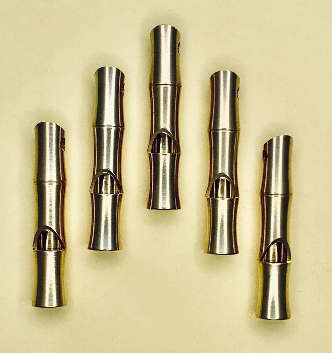 6 Bamboo Heavy Weight Working Solid Brass Jewelry Safety Whistles ...