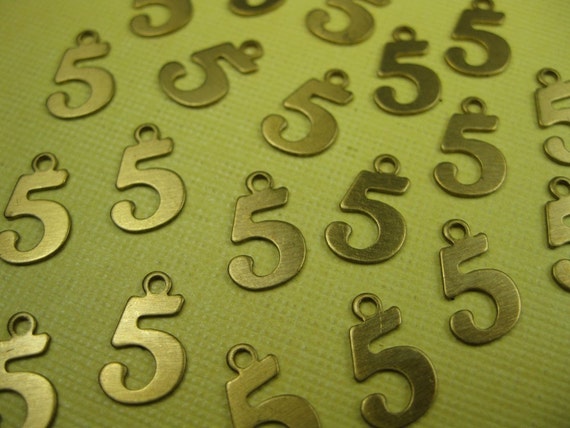 Vintage Brass Number 5 Charm Pendant - Etsy