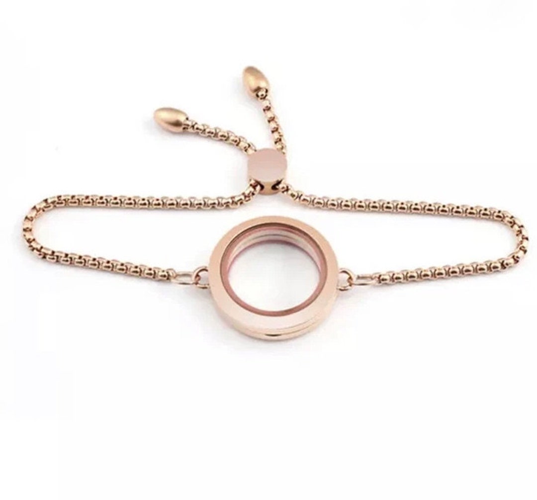 25mm Rose Gold Stainless Steel Magnetic Twist Closure Charm Locket ...