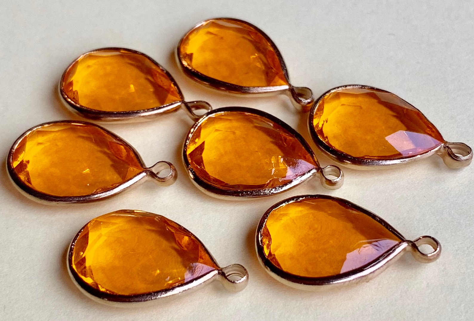 6 Vintage Lucite Orange Tear Drop Channel Charm Beads | Etsy