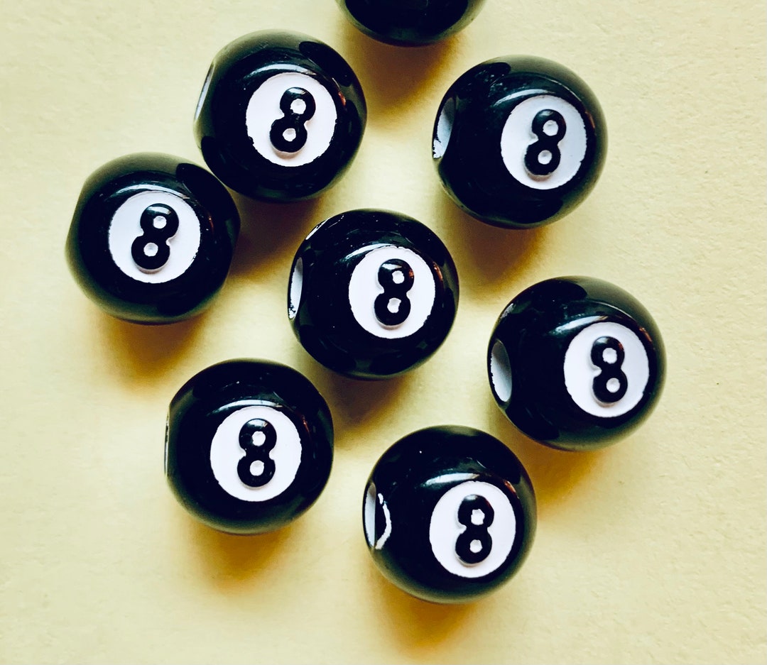 10 8 Ball Beads Black and White Acrylic Big Hole Billiards Beads for ...