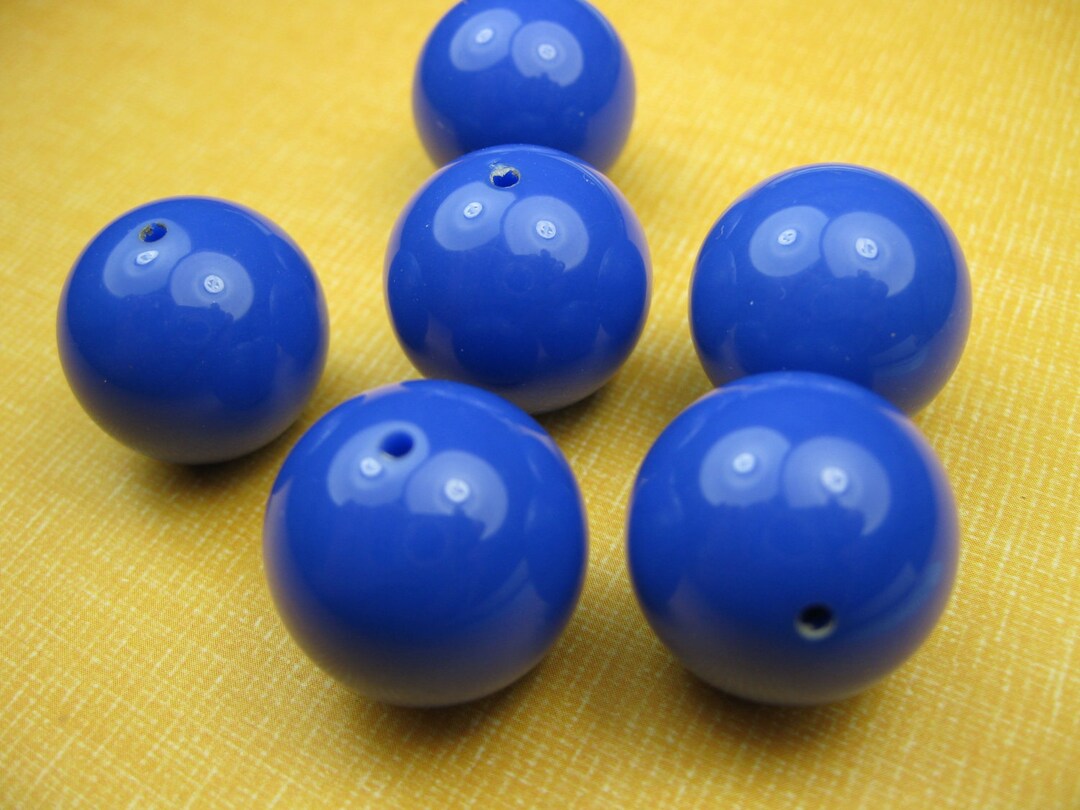 10 Large Vintage Round Blue Beads 22mm - Etsy
