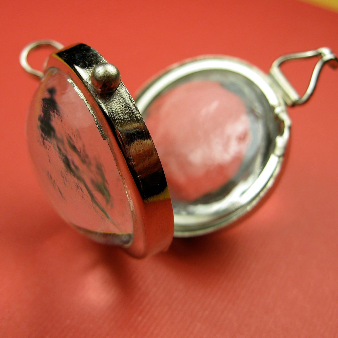 Large Glass Locket Round Bubble Hinge Picture Silver Pendant - Etsy