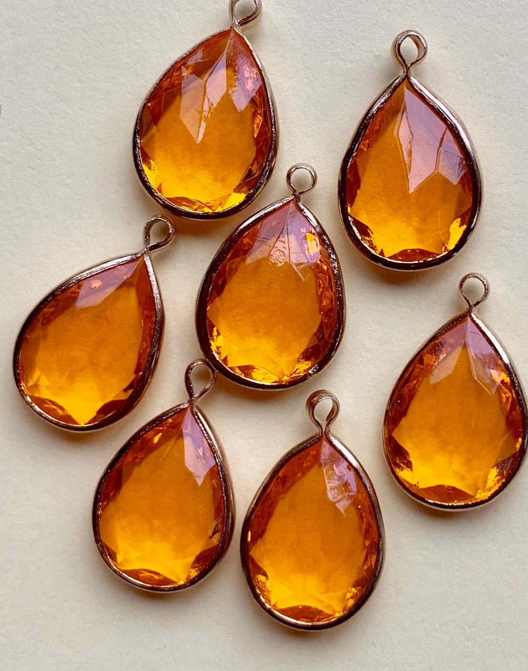 6 Vintage Lucite Orange Tear Drop Channel Charm Beads Gem 15mm - Etsy