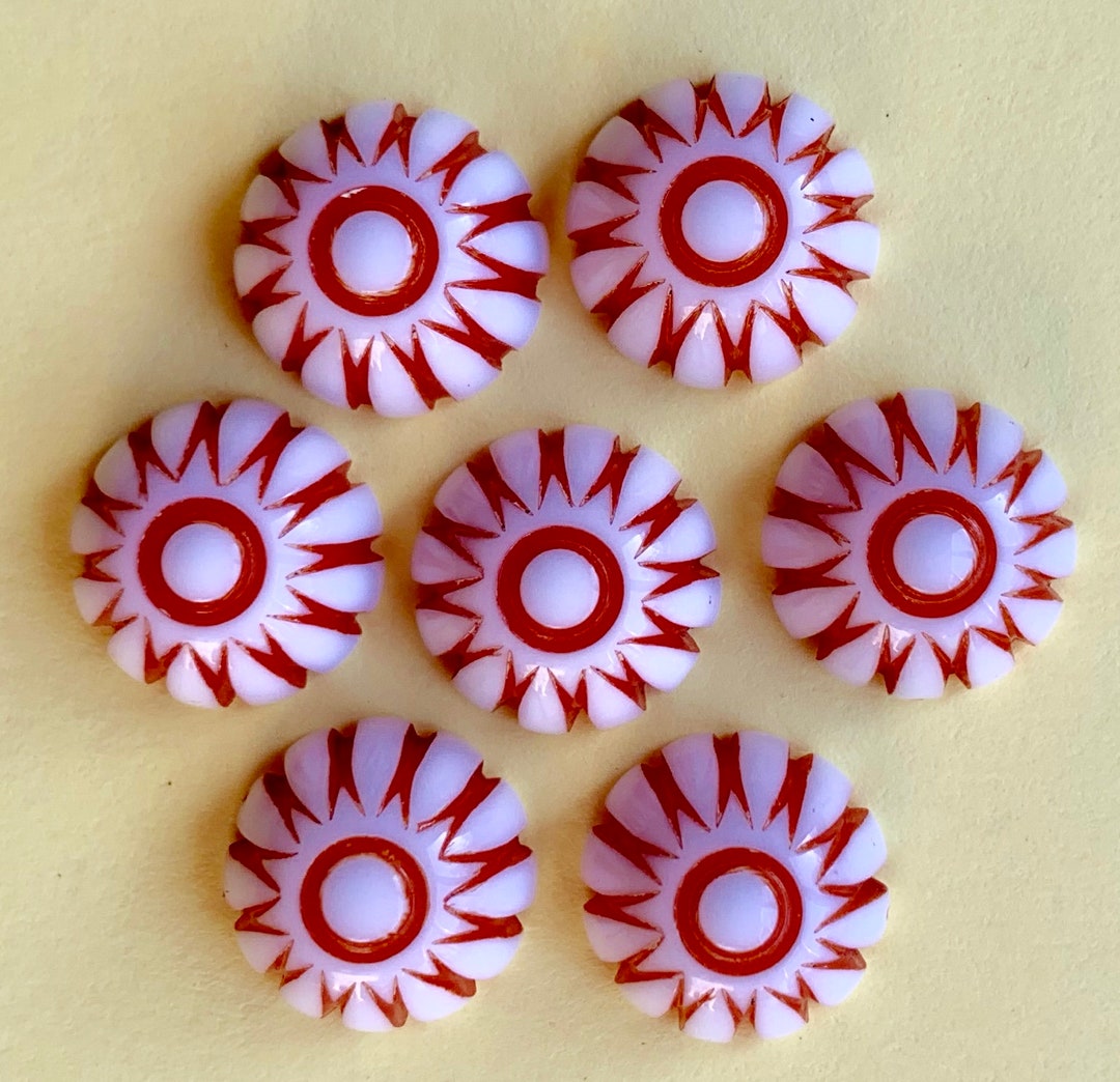 6 Vintage Stripe Red Cabochons Flat Back 12mm - Etsy