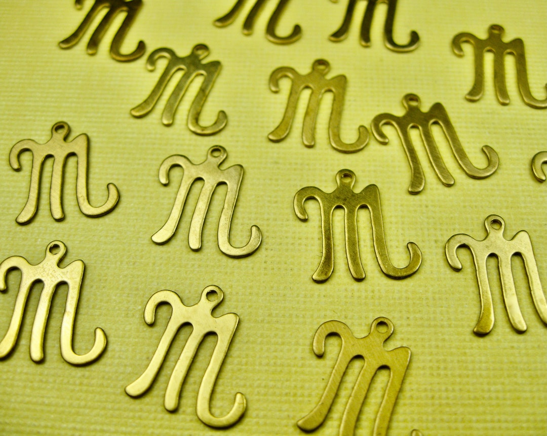 Vintage Brass Letter M Charm Pendant - Etsy