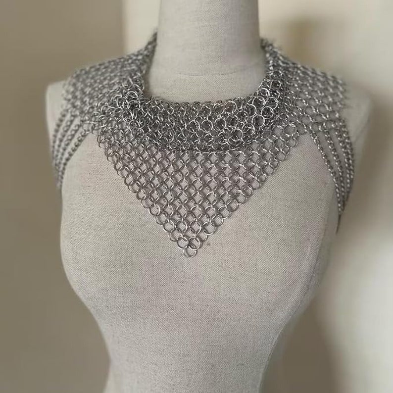 Medieval Fancy Aluminum Halter Chainmail Top for Women's Fashion Wear ...