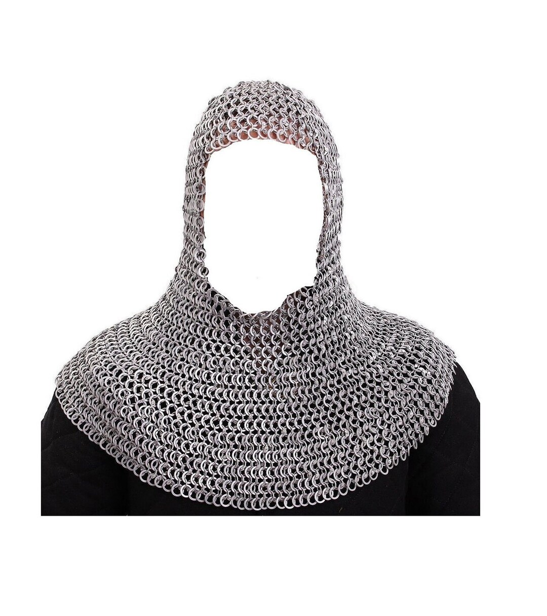 Medieval Chain Mail Coif / Hood ,round Ring Riveted With Washer ,10 Mm ...