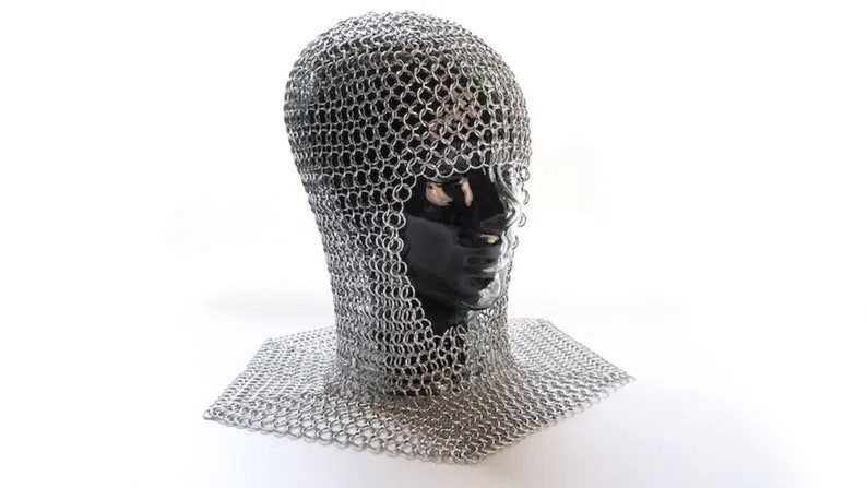 Medieval Aluminum Butted Chainmail Hood / Coif Made With High Quality ...