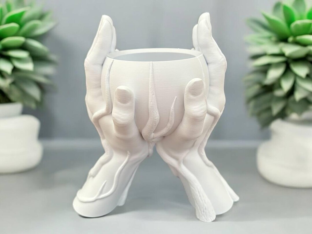 Artistic White Hand Planter, 3D Printed Decor, Unique Planter, Indoor ...