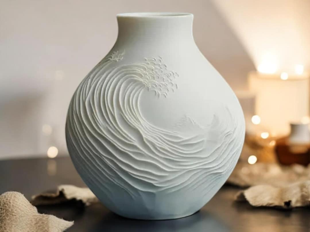 Ocean Waves Vase: 3D Printed Coastal Decor Planter - Etsy