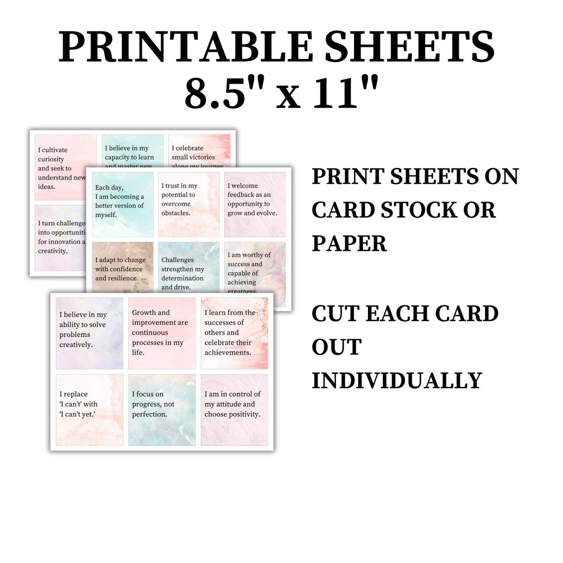 36 Positive Affirmation Card Deck, Vision Board Printables, Manifesting ...