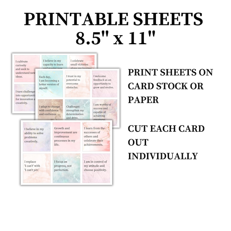 36 Positive Affirmation Card Deck, Vision Board Printables, Manifesting ...