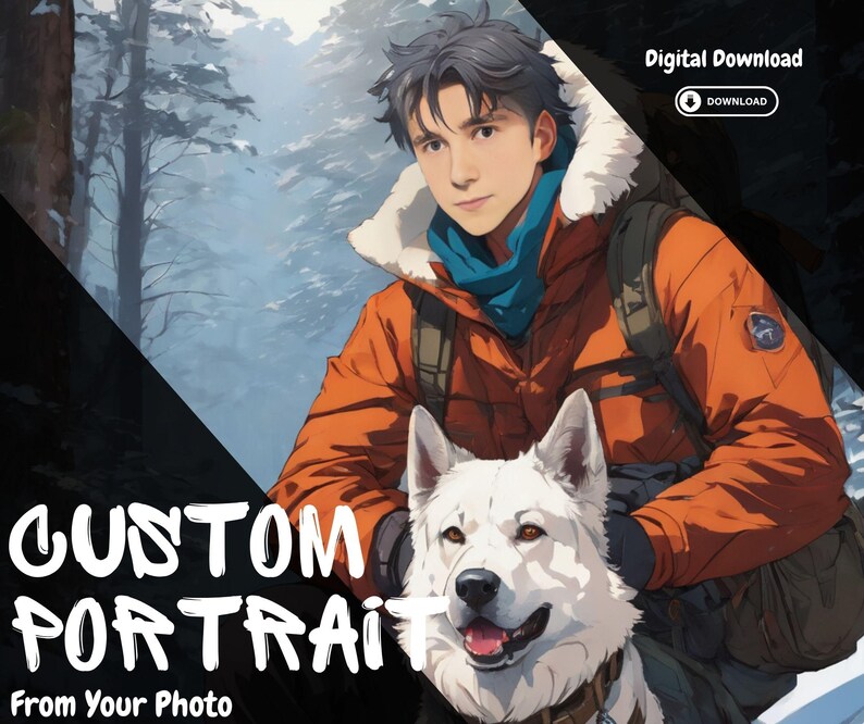 Custom Anime Portrait From a Photo Personalized Canvas Gift for Him ...