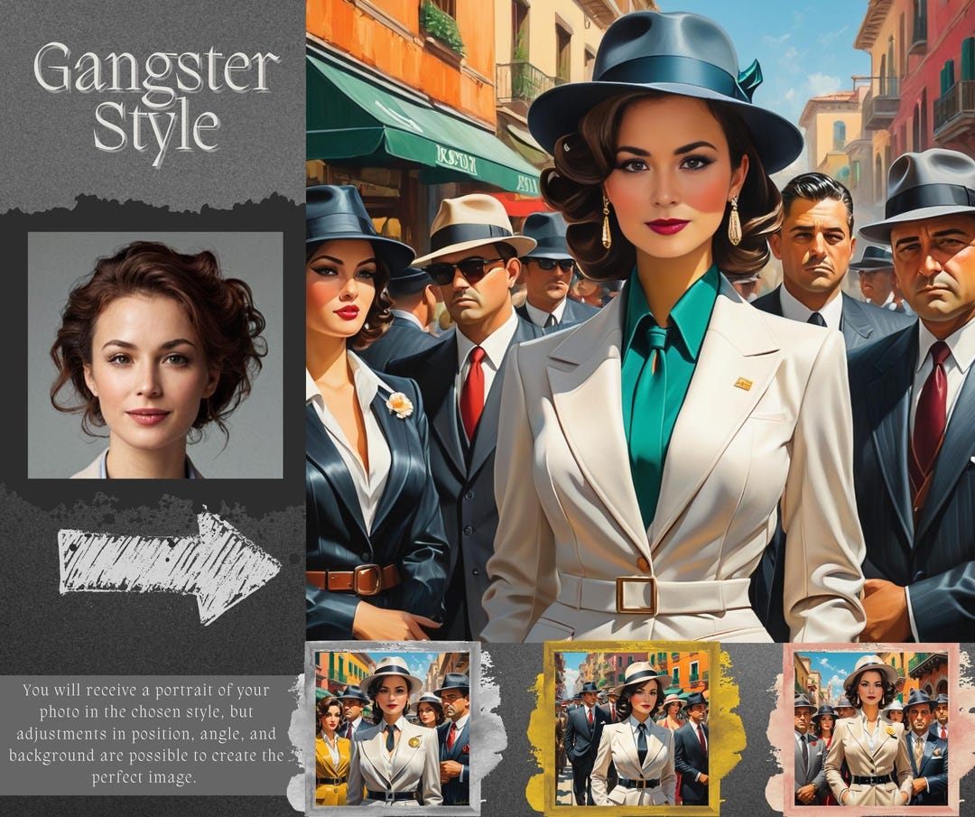 Personalized Gangster Style Portrait From Photo, Personalized Canvas ...