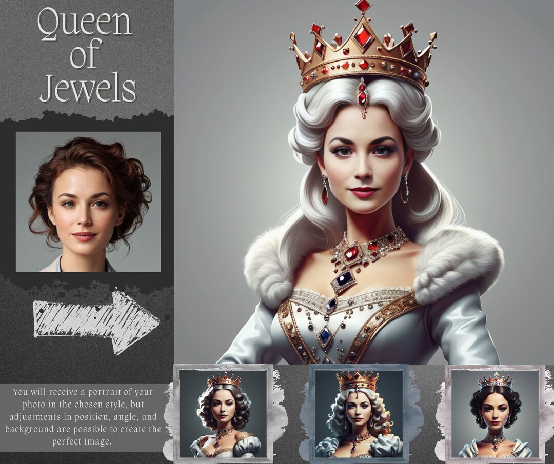 Custom Queen Portrait From Photo Digital Print Personalized Gift for ...