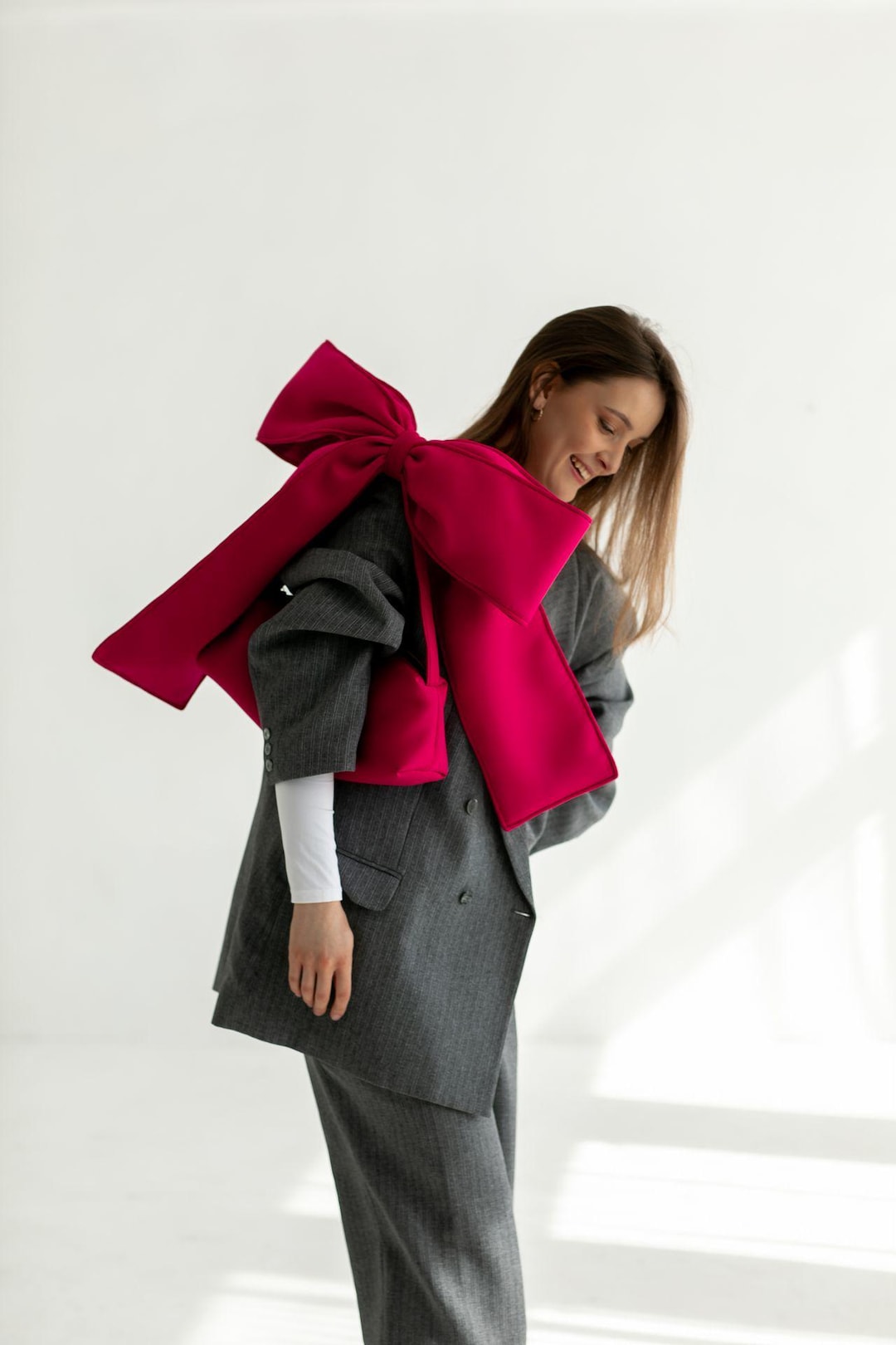 Large Pink Bow Bag for an Elegant Party, Pretty in Pink Oversized Bow ...