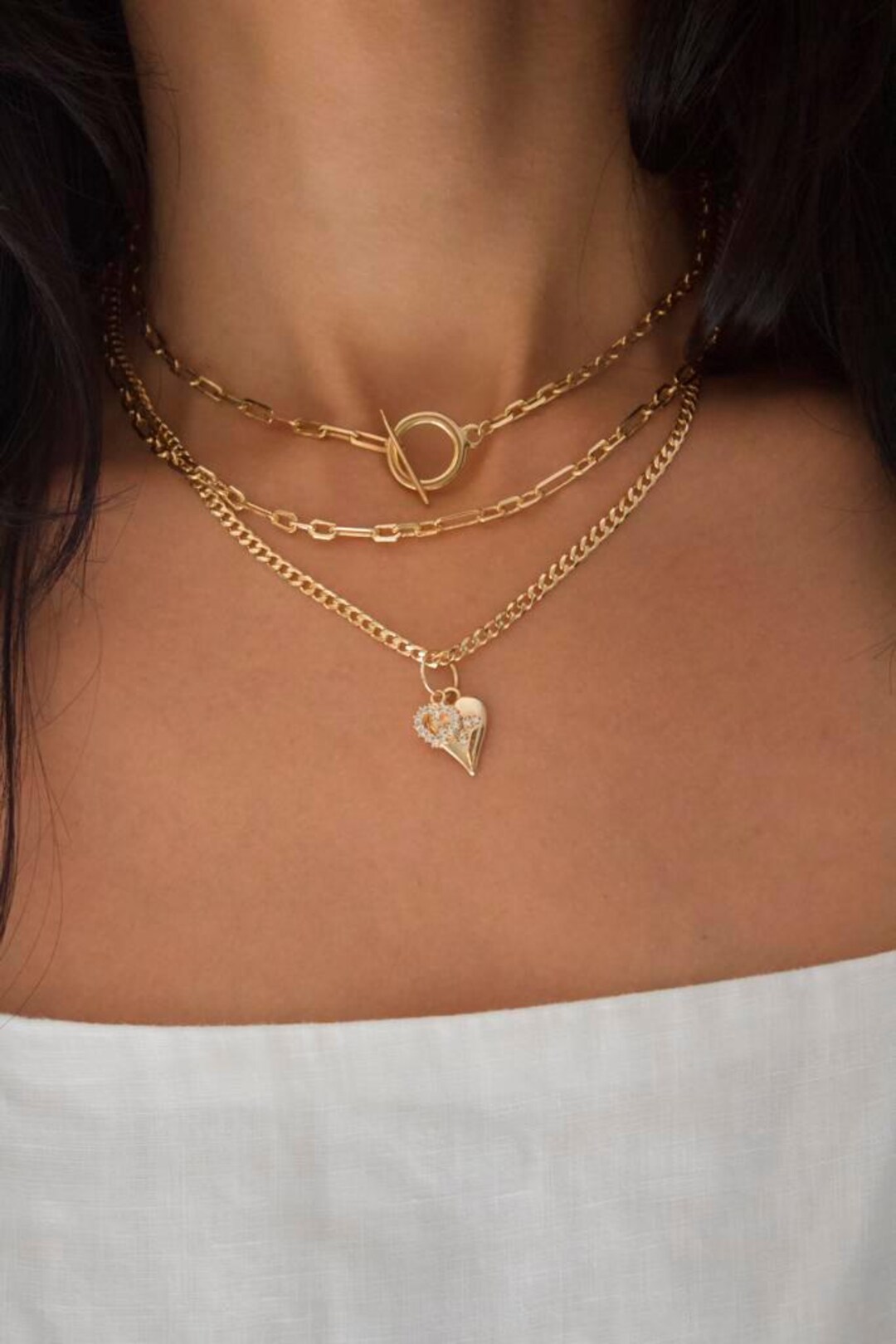 18K Gold Filled Half Rolo Half Paperclip Toggle Clasp Chain F145A - Etsy