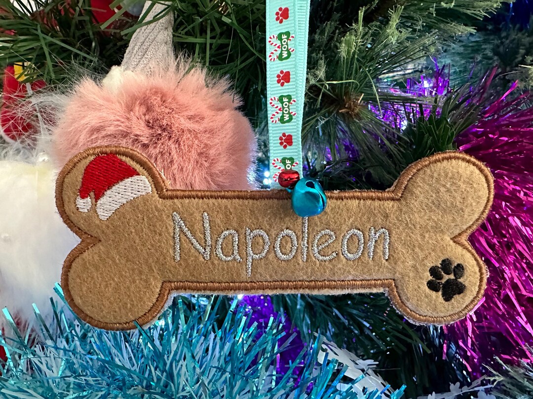Personalised Embroidered Dog Bone Felt Christmas Tree Decoration - Etsy