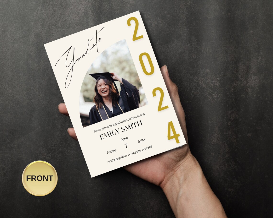 Editable Graduation Invite Template 5 X 7, Class of 2024 Grad Party ...
