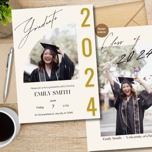 Editable Graduation Invite Template 5 X 7, Class of 2024 Grad Party ...