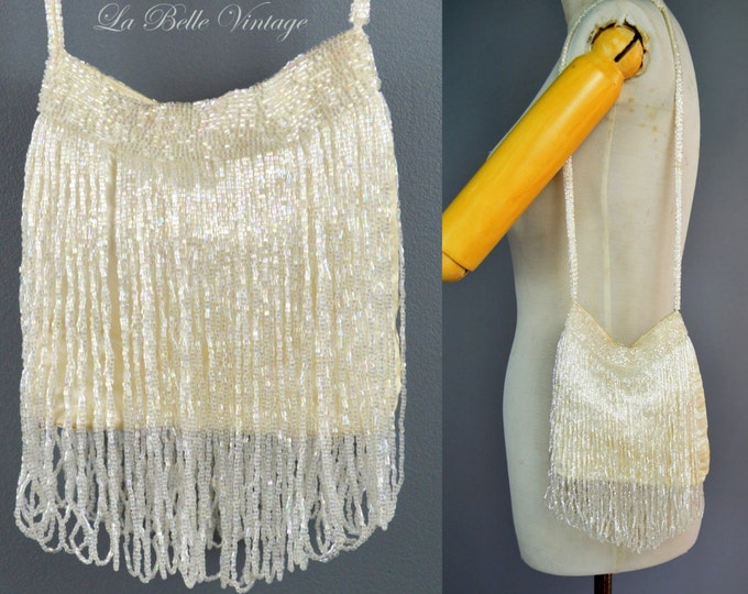Fringe Beaded Ivory Purse Vintage Walborg Flapper Bridal Handbag - Etsy