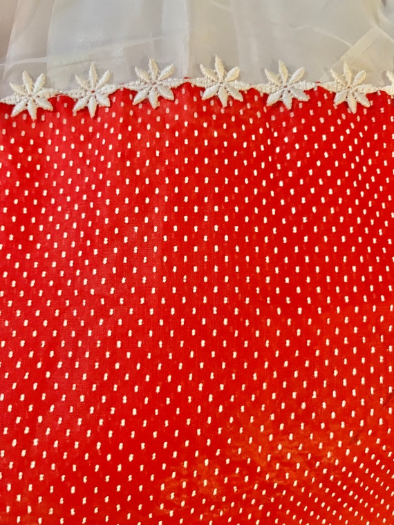 Dotted Red Sheer Dress XS S ~ Vintage 1960’s Velvet F… - Gem