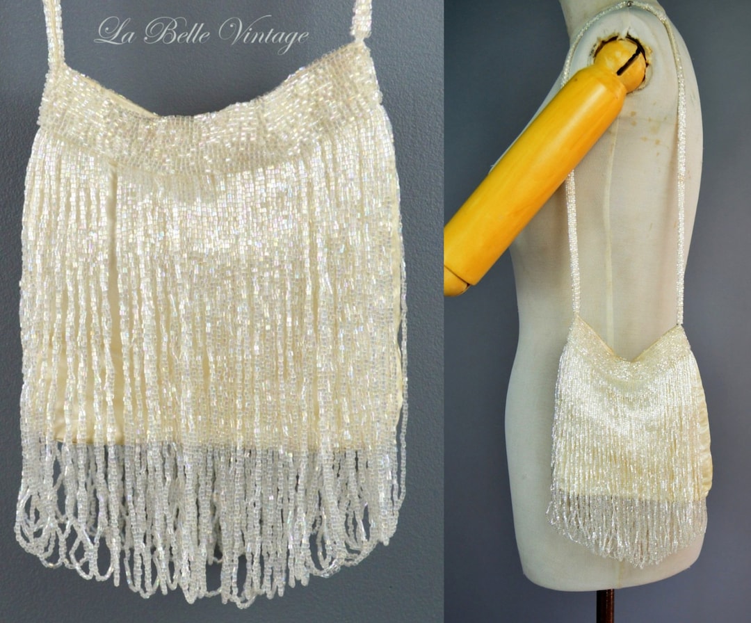 Fringe Beaded Ivory Purse Vintage Walborg Flapper Bridal Handbag - Etsy