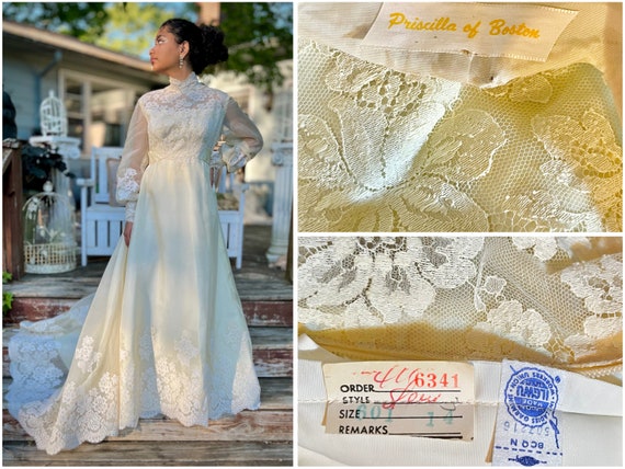 Ivory Silk Organza Wedding Dress & Crown Veil 38B 30W… - Gem