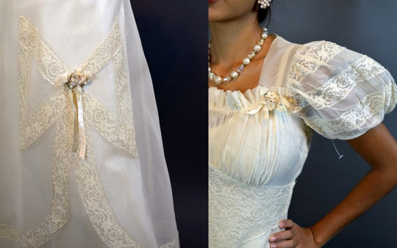 The War Bride ~ Vintage 1940s Wedding Dress & Slip S … - Gem