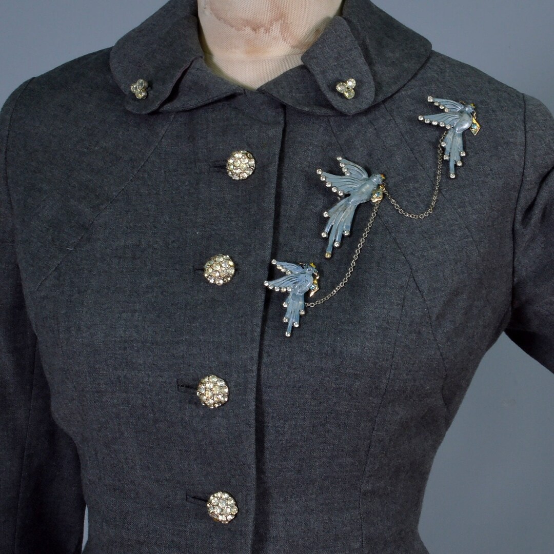 1940s Bluebird Scatter Pins ~ Vintage 40s Enamel Painted Novelty Bird ...