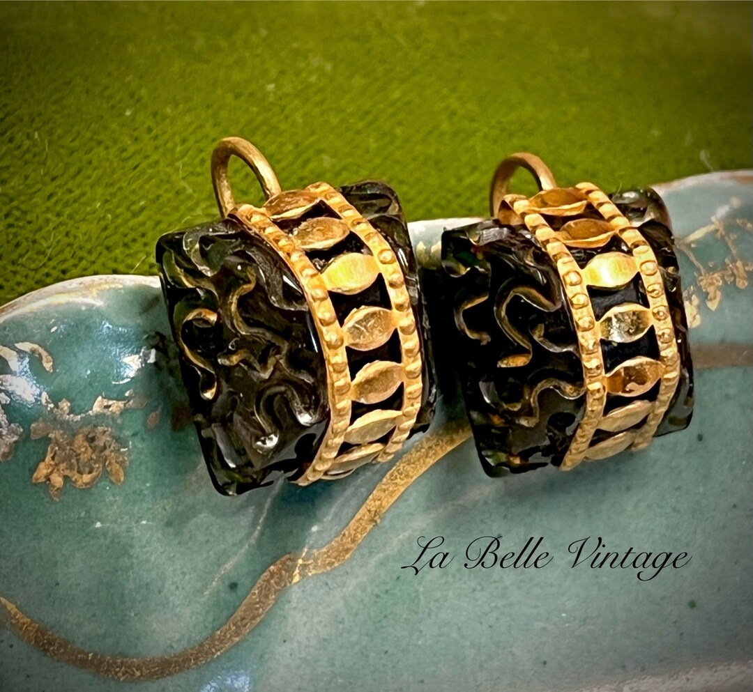 Carved Gold Snakes ~ Vintage 1930s Bakelite Art Deco Earrings Brass ...