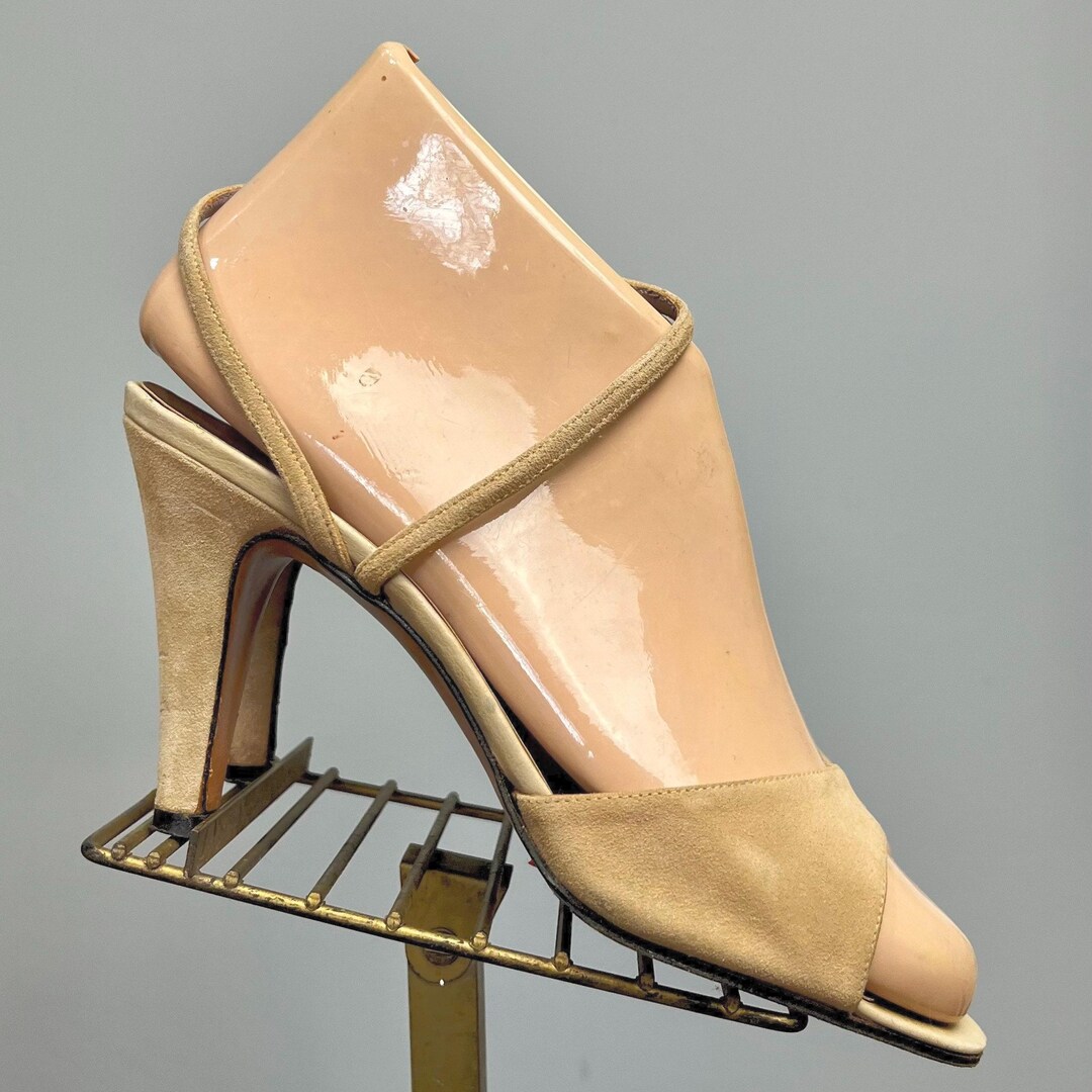 Vintage Maserati Beige Suede High Heels ~ Rhinestone Strappy Sandals ...
