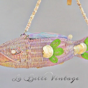 Novelty Fish Shaped Figural Handbag Vintage Wicker Tropical Parrot Fish ...