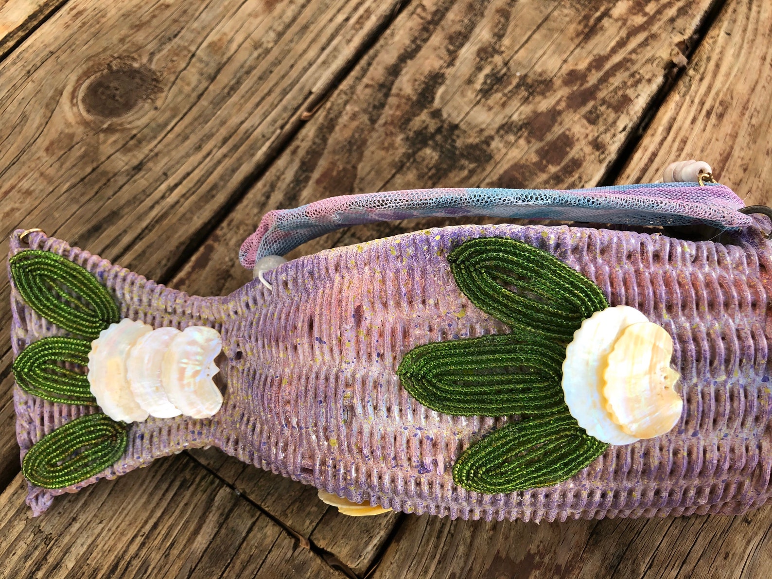 Novelty Fish Shaped Figural Handbag Vintage Wicker Tropical Parrot Fish ...