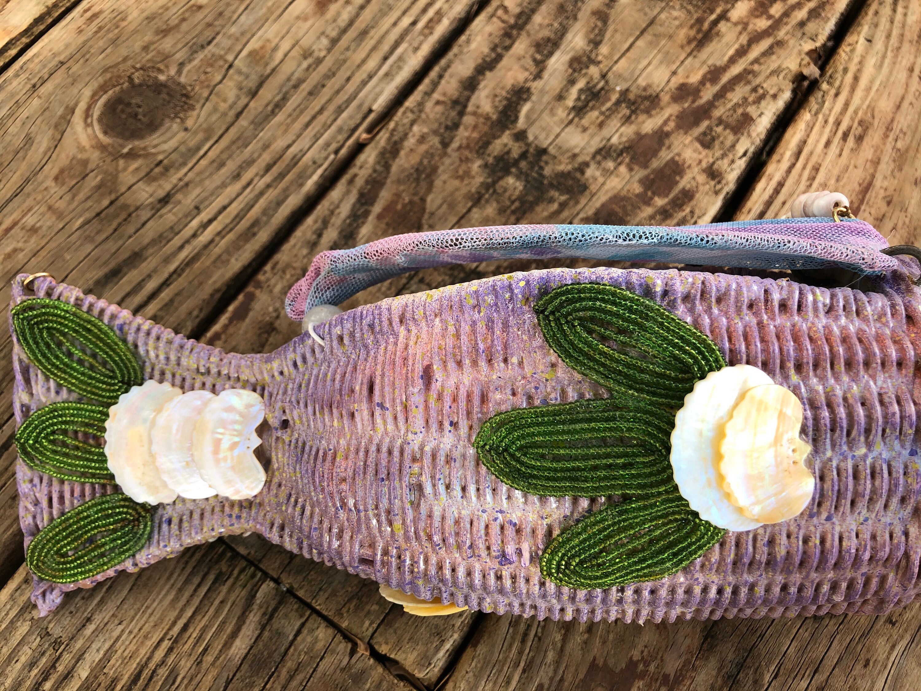 Novelty Fish Shaped Figural Handbag Vintage Wicker Tropical Parrot Fish ...