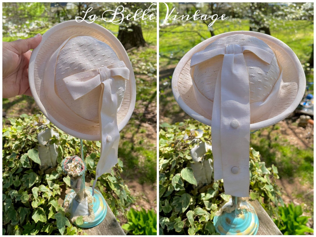 1950’s Cinderella Hat ~ Vintage Girls Ivory Spring Hatlet ~ Grosgrain ...