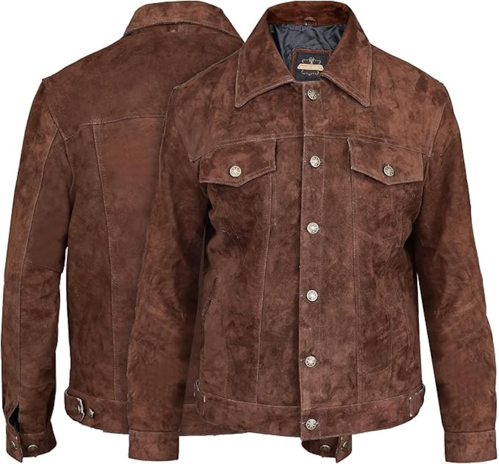 Vintage Trucker Leather Suede Jacket Men - Denim Handmade Biker Shirts ...