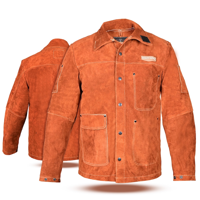 Cowhide Leather Welding Jacket Flame-resistant Heavy Duty Welders ...