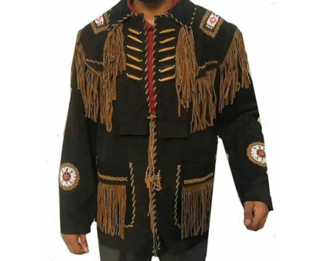 Black Western Buckskin Suede Leather Jacket Men | Classic Traditional ...