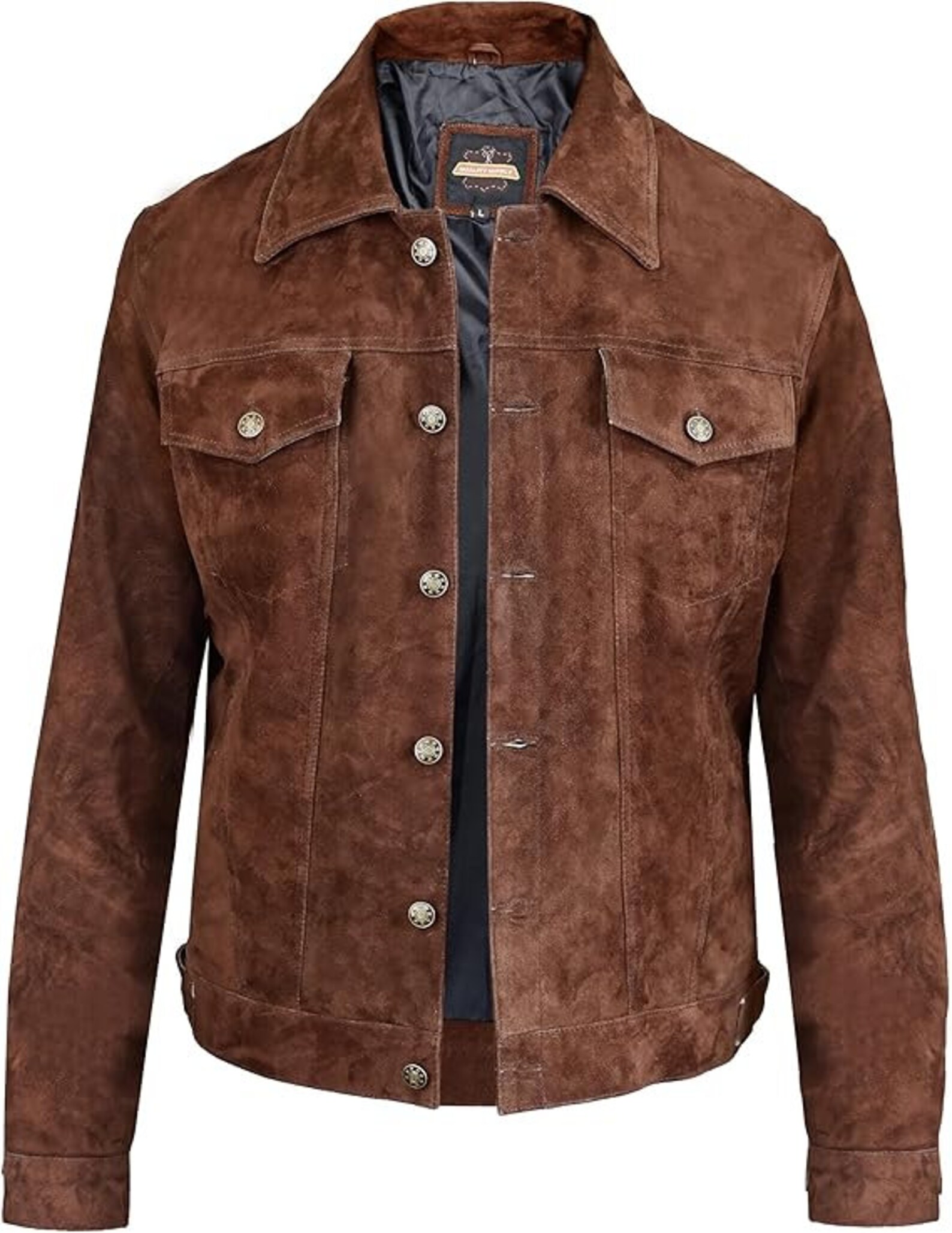 Vintage Trucker Leather Suede Jacket Men - Denim Handmade Biker Shirts ...